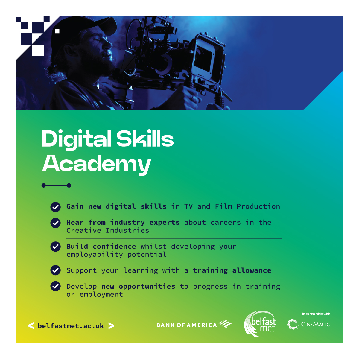 CALL OUT: 'Digital Skills Academy' with Belfast Met - Cinemagic